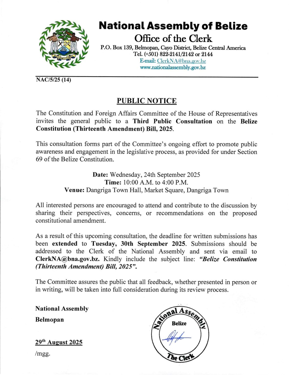 Third Public Consultation- Belize Constitution (Thirteenth Amendment ...